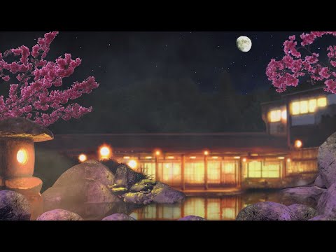 Japanese hot springs ambient sounds for relaxing. Onsen.