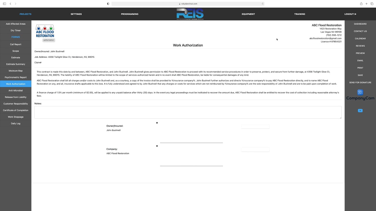 Projects - Work Authorization Form