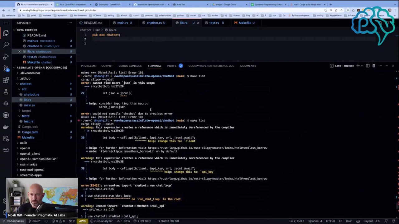 Pair Programming a Rust Chatbot using ChatGPT 4 and GitHub Copilot