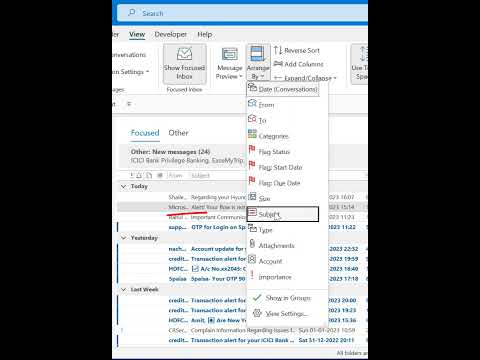 How to group emails by subject in Outlook? #shorts
