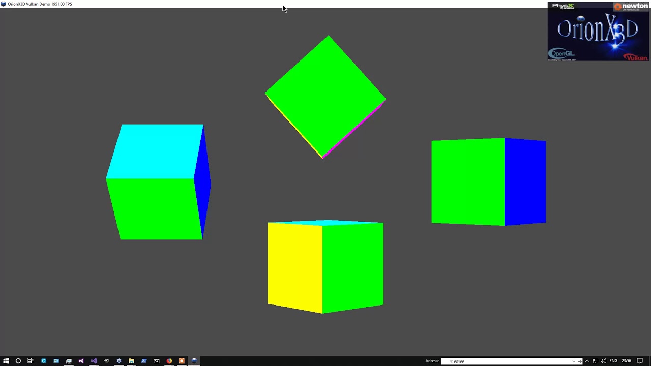 OrionX3D Vulkan multiple objects render test.