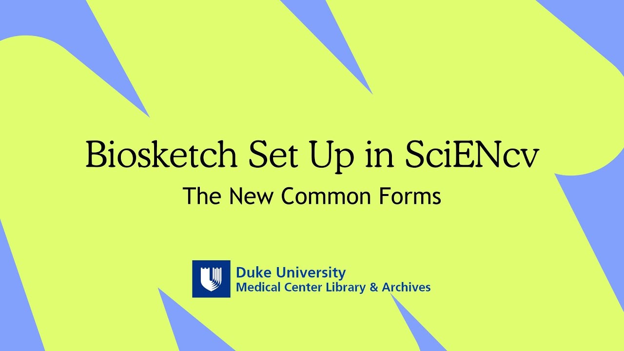 Biosketch Set Up in SciENcv