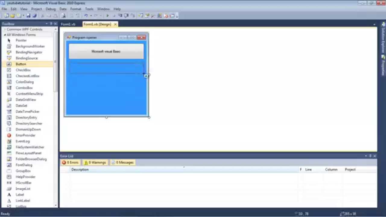 how to make a file opener in Microsoft Visual Basic 2010 Express