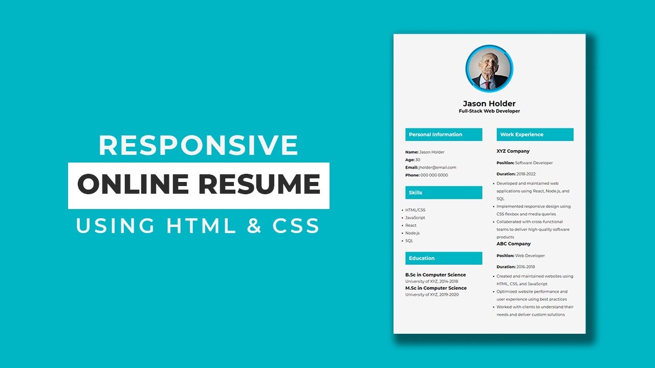 How to Create a Responsive Resume CV Website using HTML and CSS