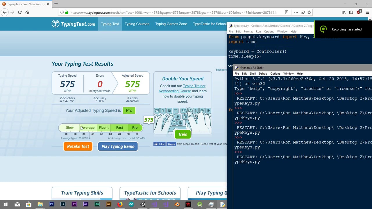 Auto type using Python and pynput