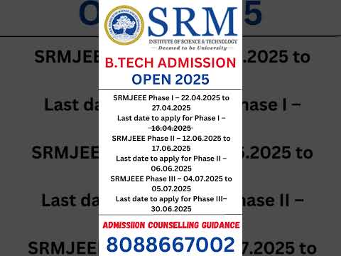 🔥SRMJEEE 2025 Registrations Open😱SRM University Exam Dates Out #Shorts #SRMJEEE2025 #BTech #SRM