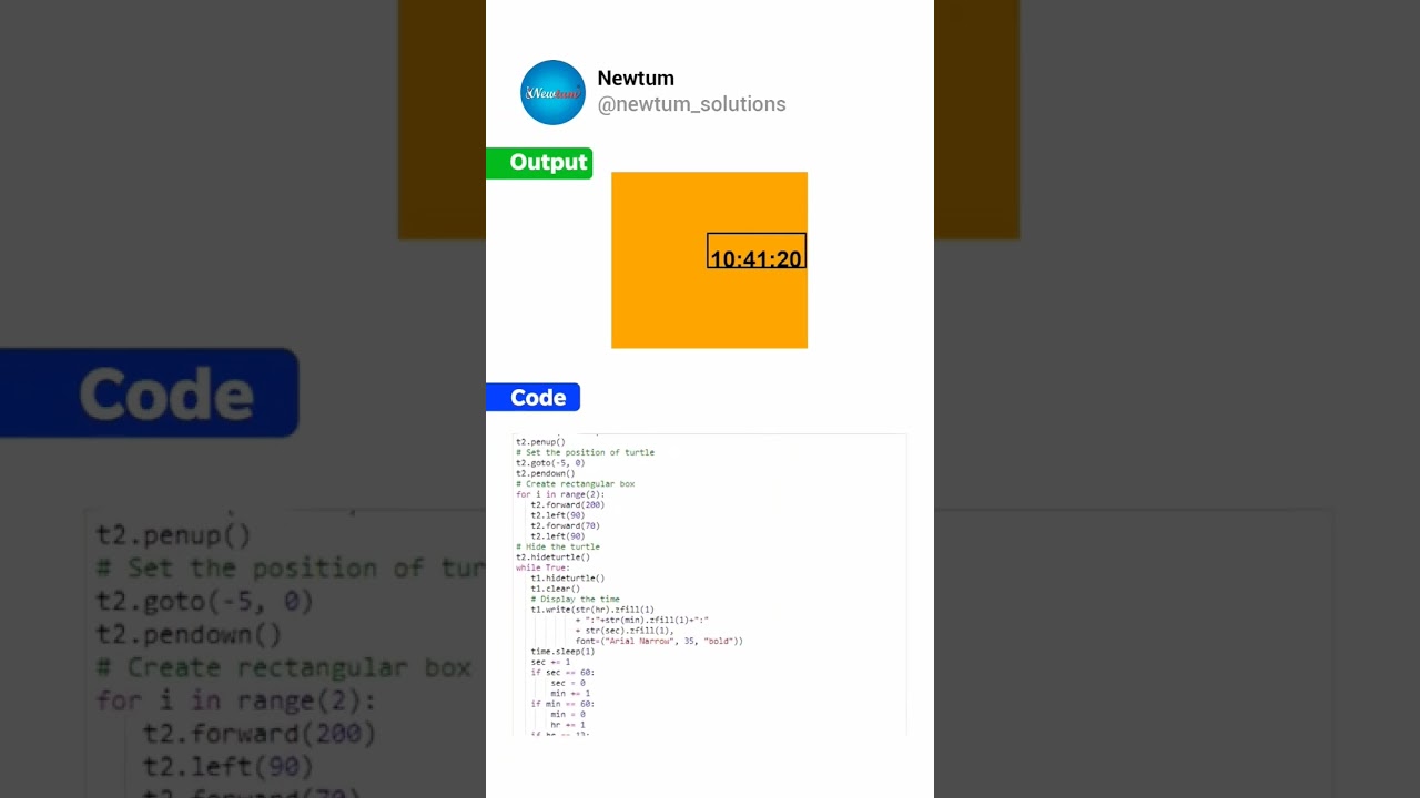 A Digital Clock in Python Using Turtle..
