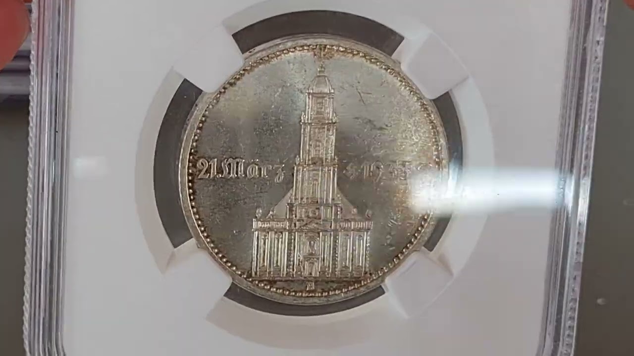 Münze aus dem Dritten Reich 5 Mark Garnisionskirche mit Datum 1934 E mit NGC Grading