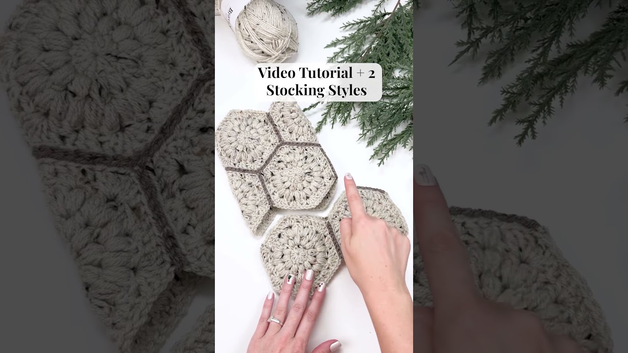 Free Crochet Pattern - Granny Hexagon Stocking - Only 12 Granny Hexagons!