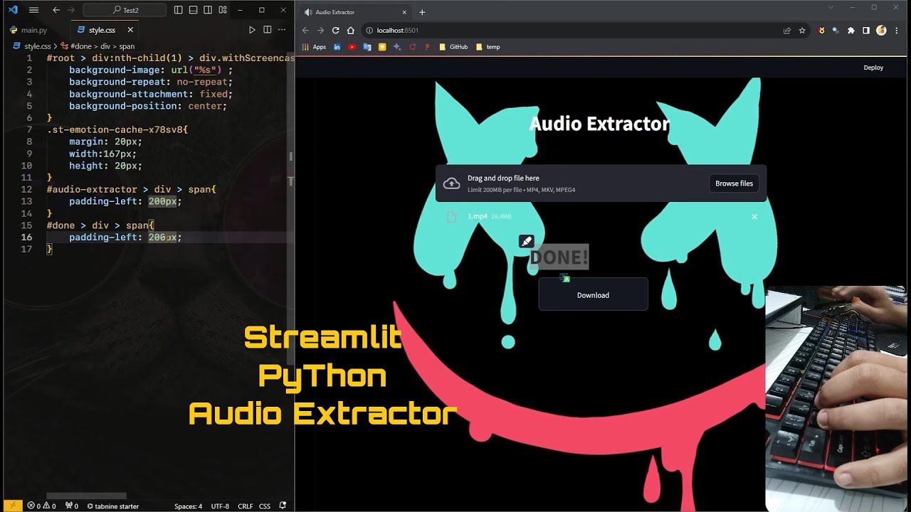 ASMR Programming - Audio Extractor Python (#streamlit ) - No Talking