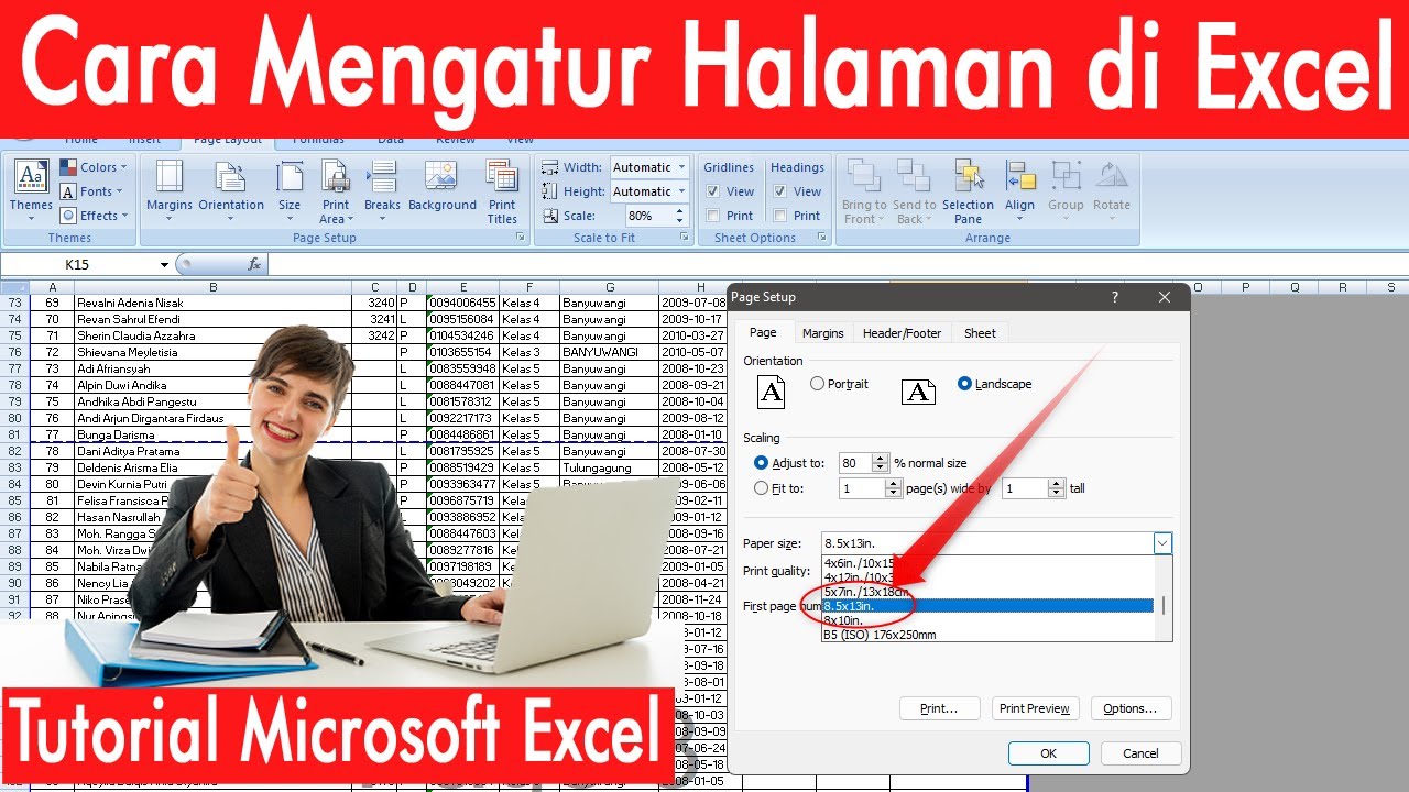 cara mengatur halaman di excel