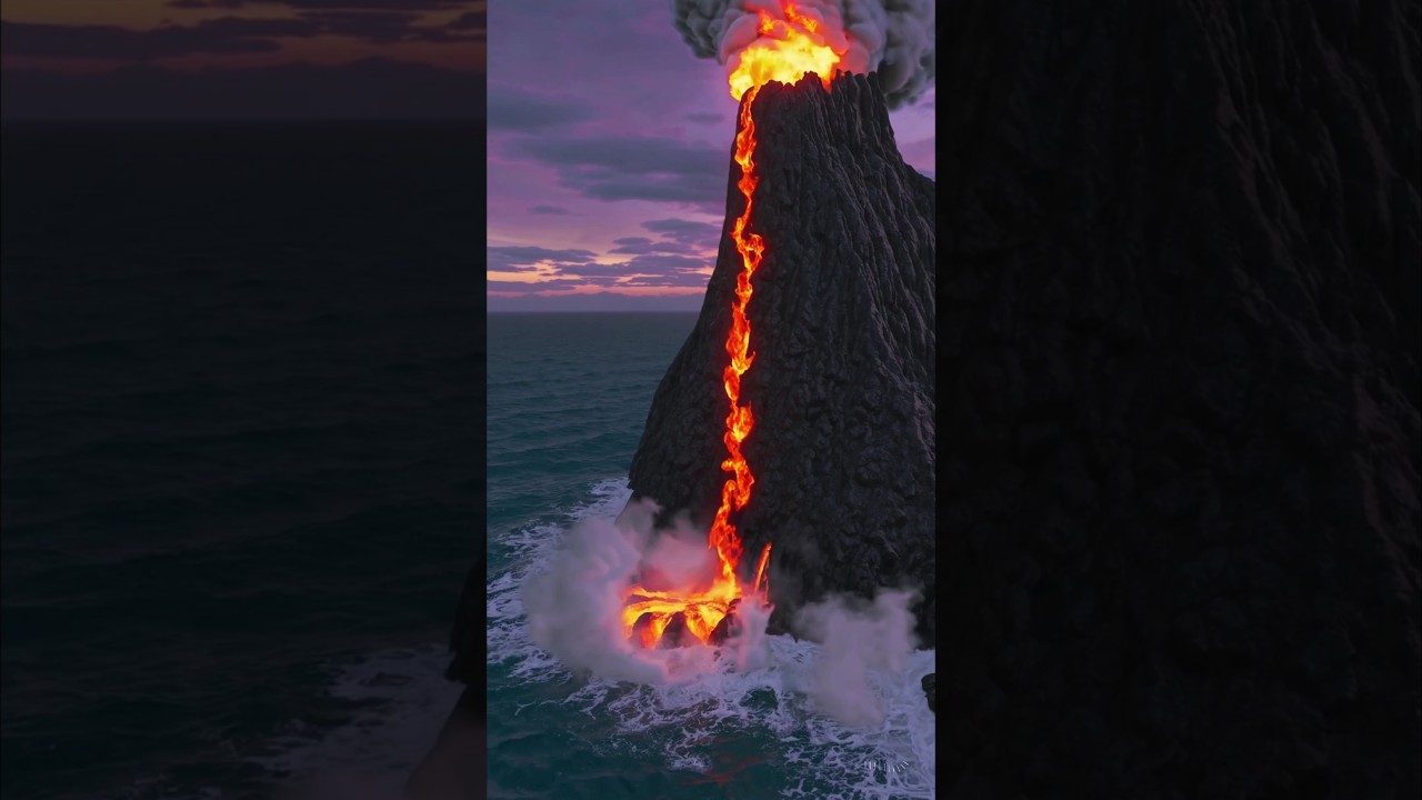 lava flows into the ocean | volcano eruption #volcano