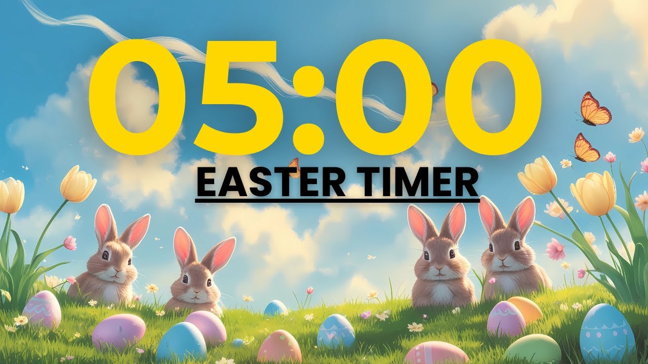 5-Minute Easter Countdown Timer 🐰🌸 | Cute Bunnies & Eggs | No Music, Alarm Only
