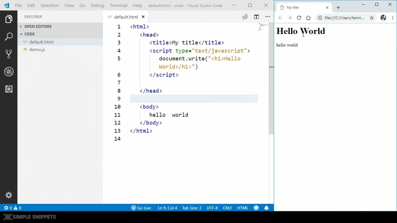 6 - Setting VSCode editor with Liver Server Plugin | JavaScript tutorials for Beginners