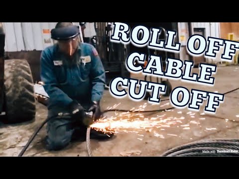 Cutting a Garbage Truck RollOff cable.