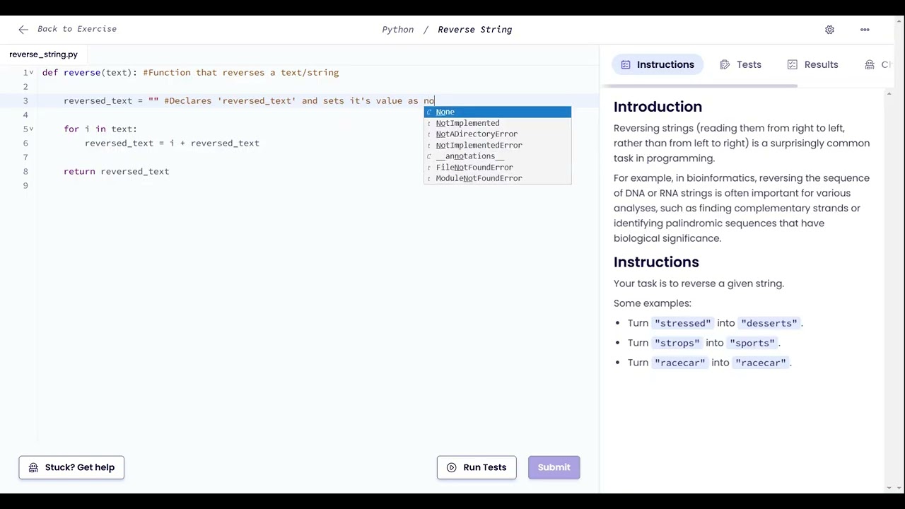How to reverse a string in python! (Without using the reversed function)