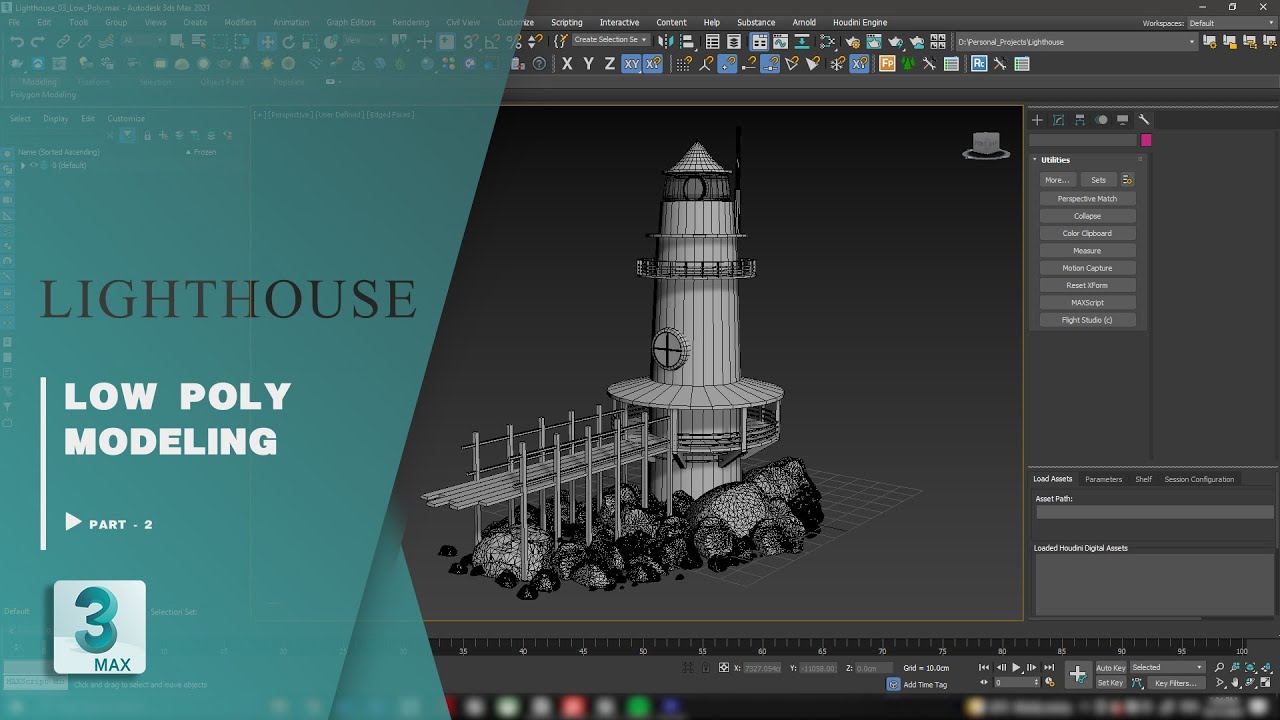 Modeling Lighthouse. 3Ds Max Low Poly Environment Tutorial | 2