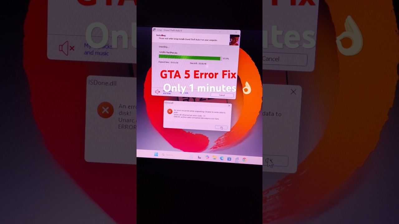 ISDone.dll×An error occurred while unpacking: Unable to write data todisk!Unarc.dll returnedan error