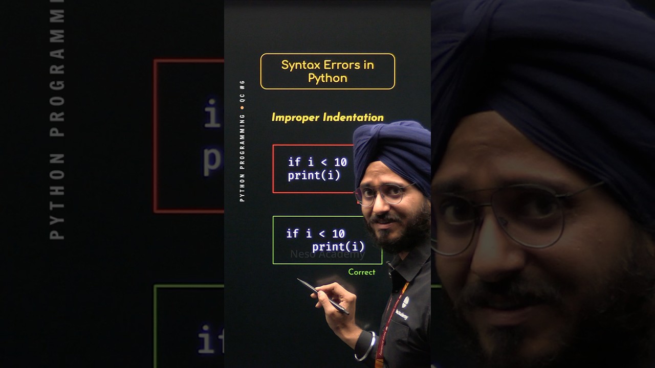 Syntax Errors in Python Programming #Python #NesoAcademy #QuickConcepts