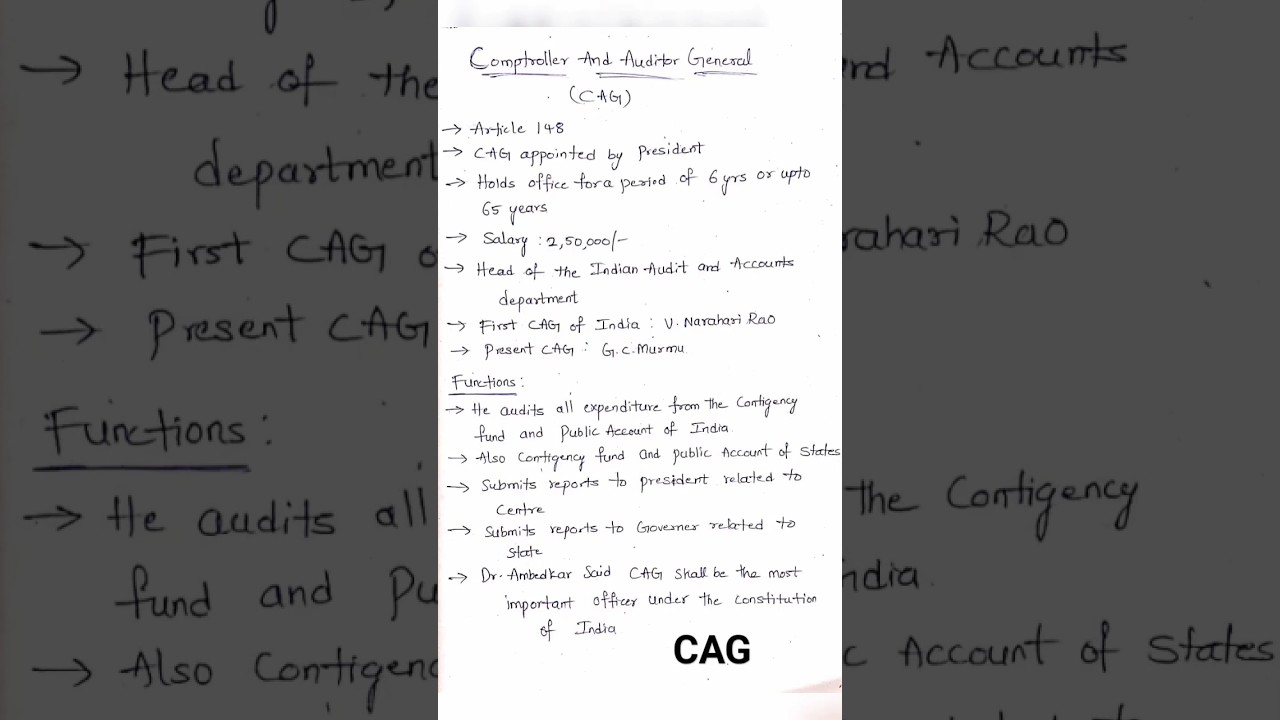 comptroller auditor general of India #constitution #polity important points handwritten notes pdf