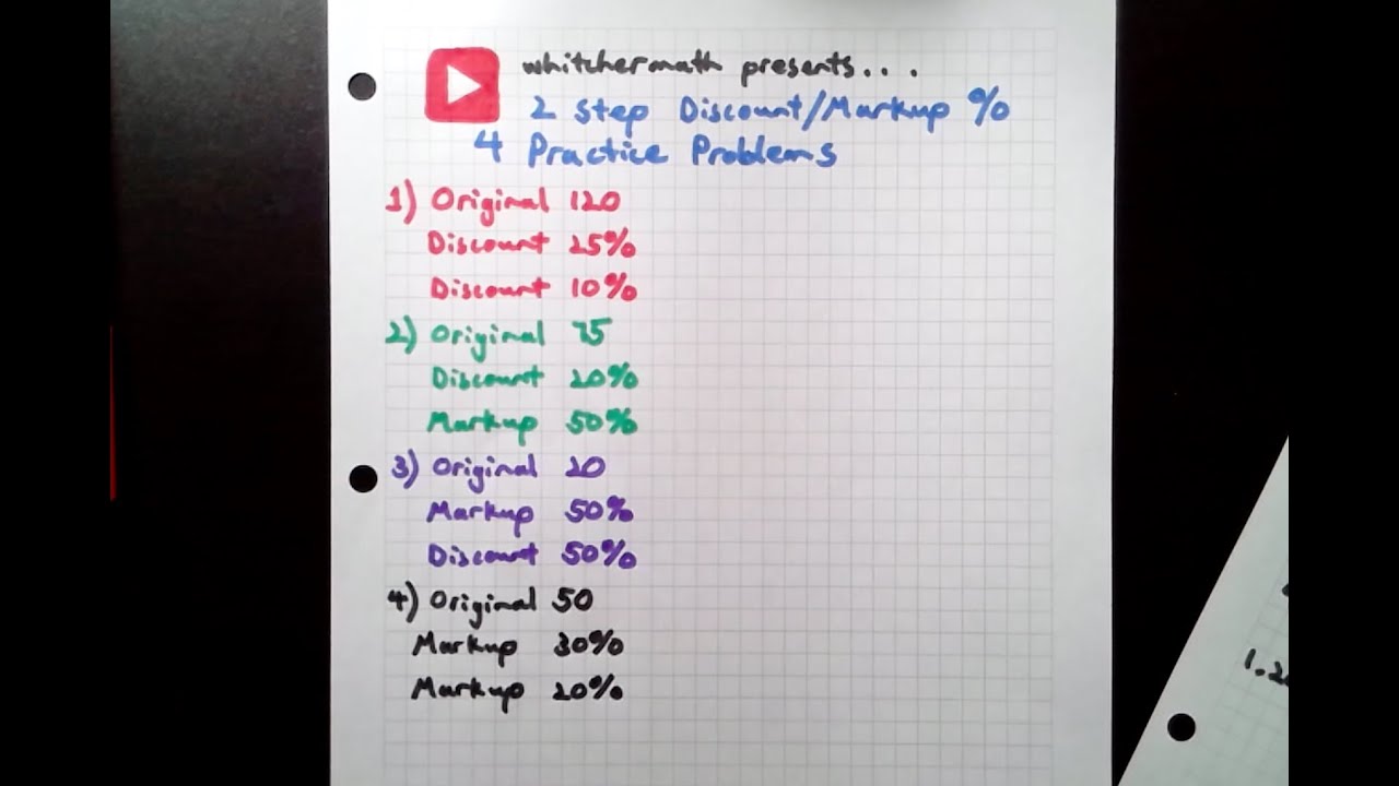 Multi-Step Percent Discount & Markup PRACTICE PROBLEMS