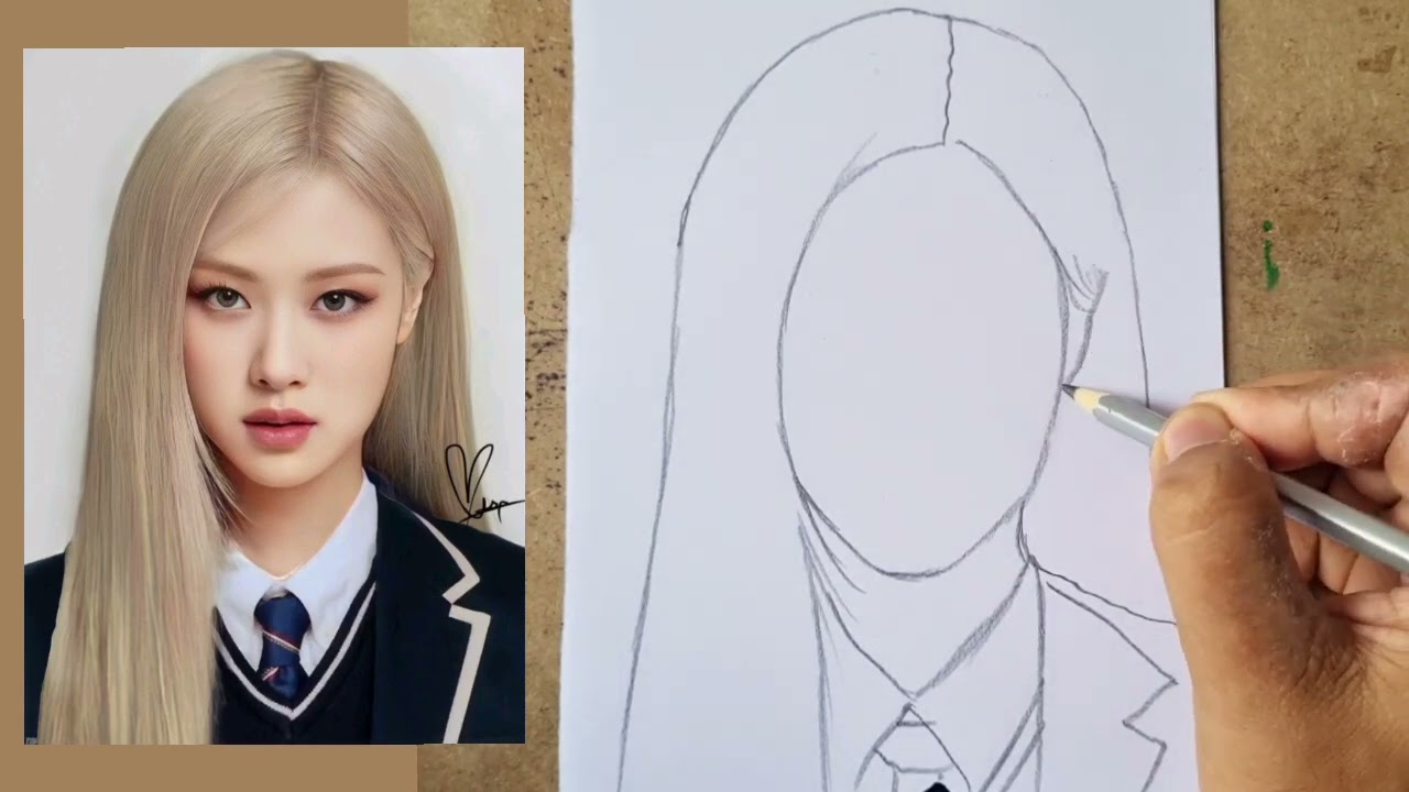 How to draw Blackpink Rose outline drawing