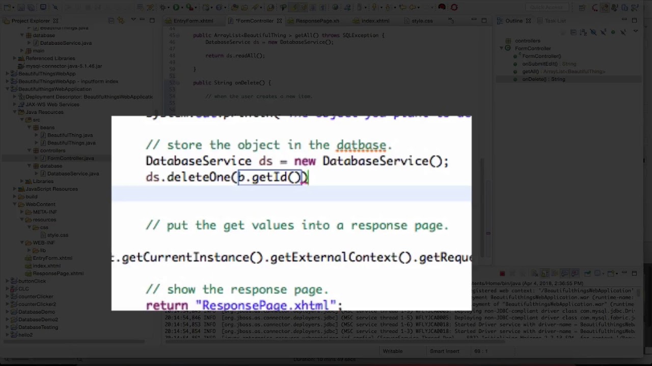 JavaEE Web App 20 - Web App 07 - Delete button