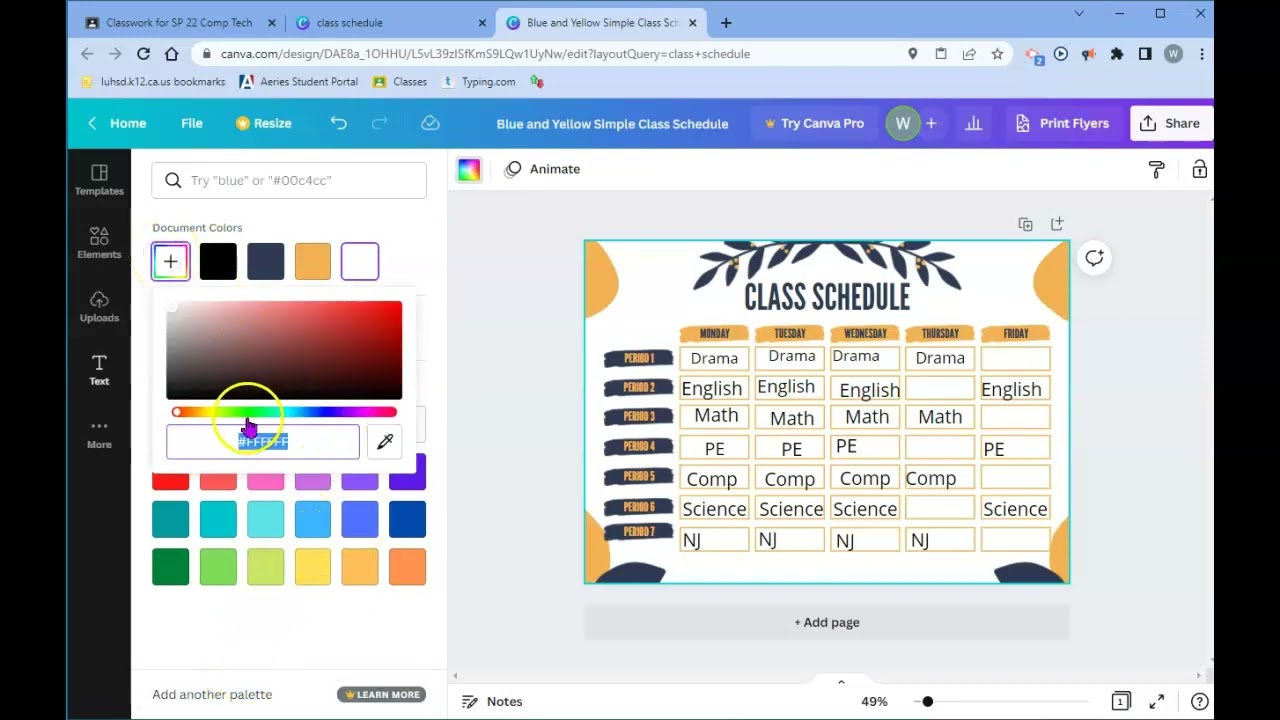 Class Schedule Canva