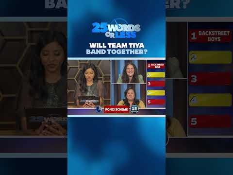 Will Team Tiya hit the high notes or get bye, bye, bye'd by the buzzer? #25WordsorLess #gameshow