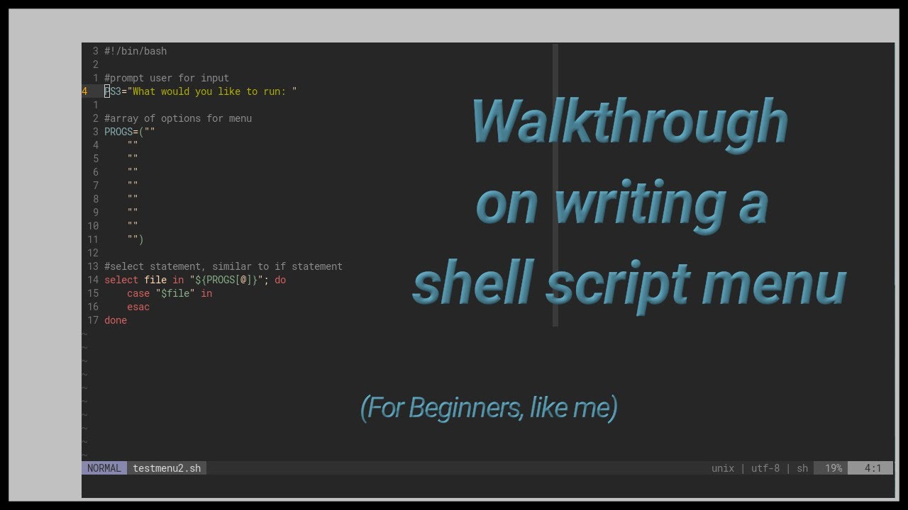 Writing a shell script menu -- addition to my terminal shell menu video [tutorial]