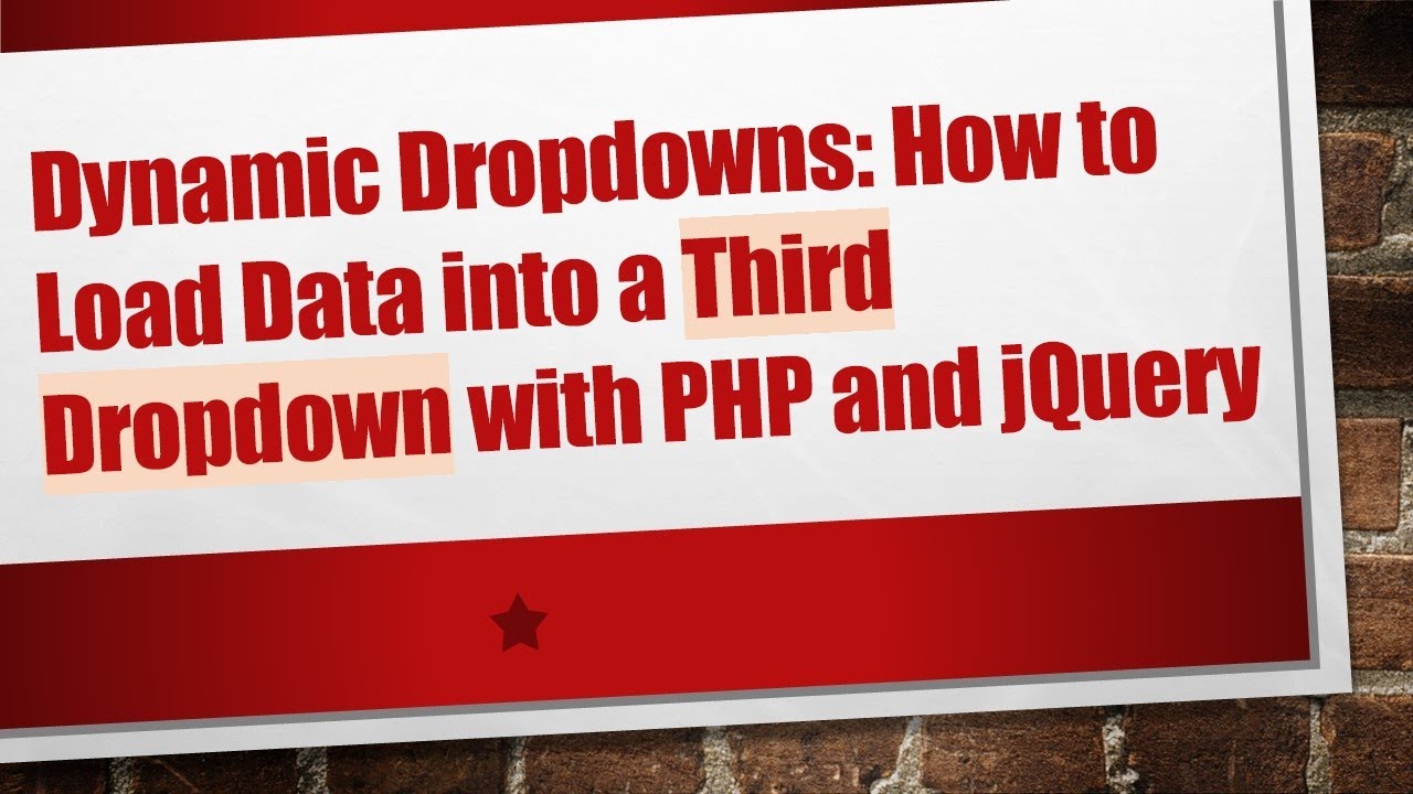 Dynamic Dropdowns: How to Load Data into a Third Dropdown with PHP and jQuery