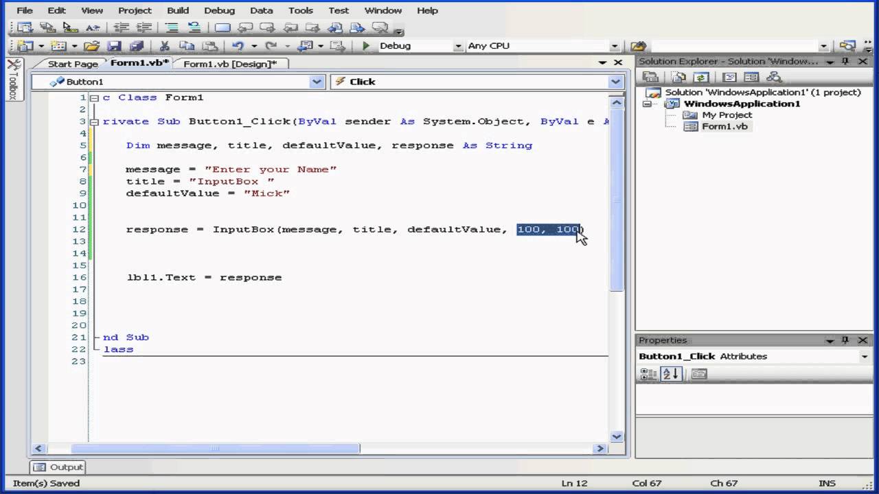 Visual Basic Video Tutorial - Volume 1- Lesson 22: InputBox Function