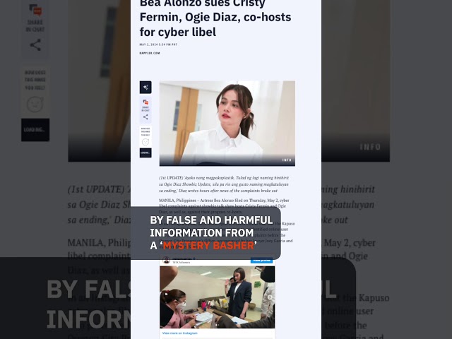 Arrest warrant issued against Cristy Fermin over Bea Alonzo cyber libel case