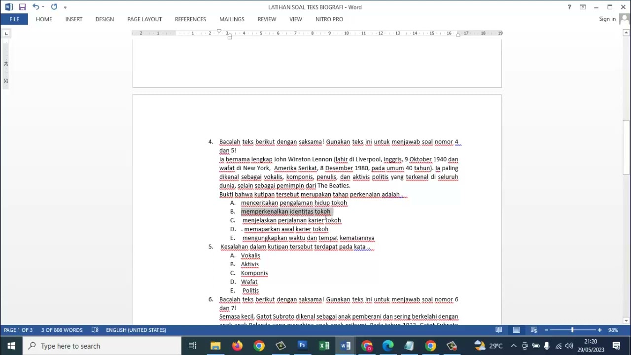 Soal Latihan Teks Biografi Kelas X