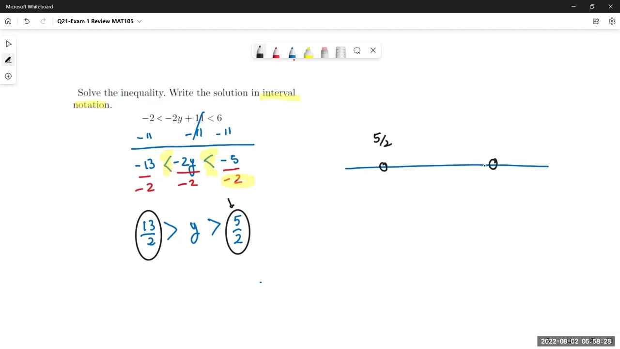 2- Solve the inequality. Write the solution in interval notation.