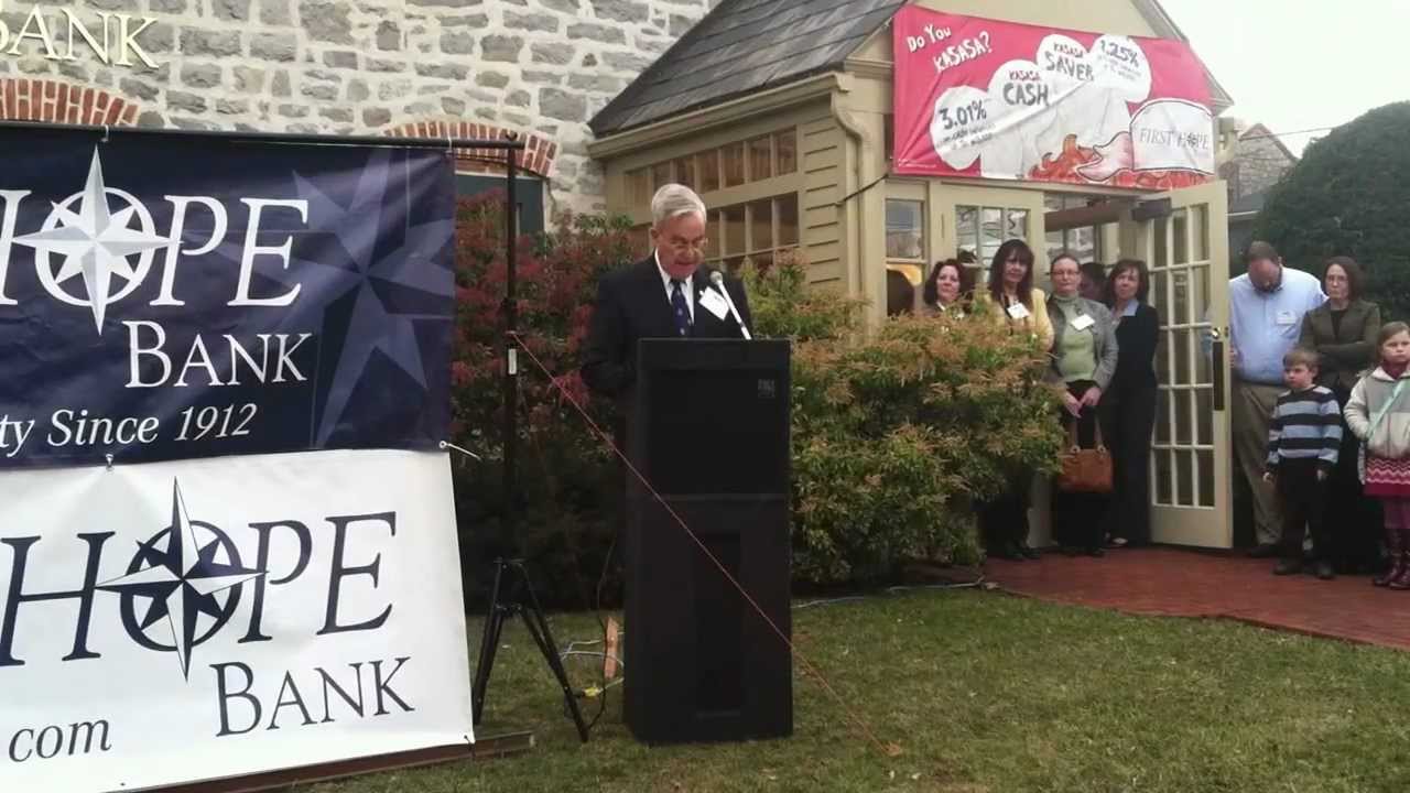First Hope Bank, 100th Anniversary Celebration Opening Speech