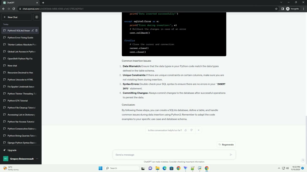 Python3 and Sqlite3 can t Insert