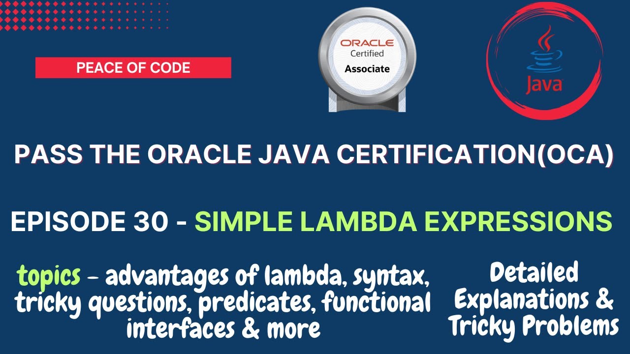 Java Certification-OCA | Simple Lambda Expressions | All Concepts & Questions | #java #javatutorial