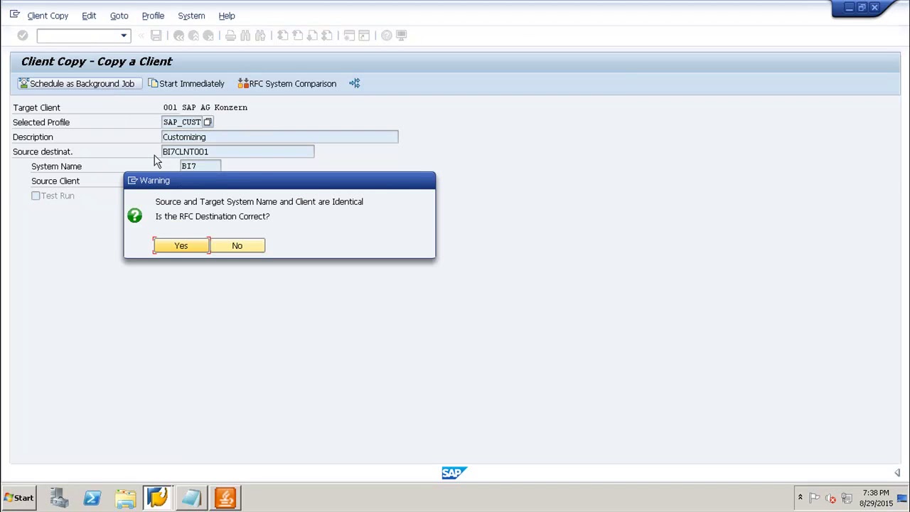 SAP Basis - Copy Client on Remote System