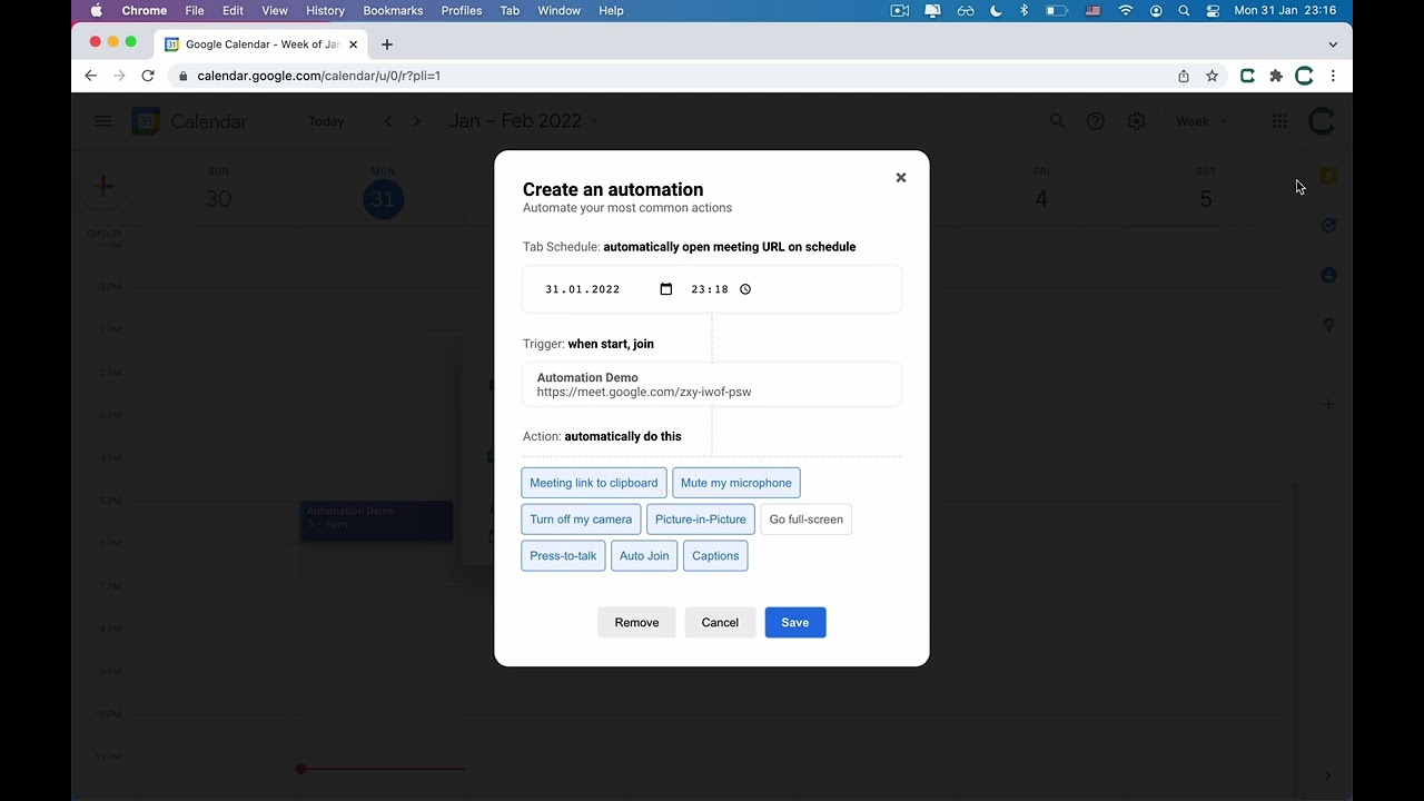 Meet Extension Automation Demo