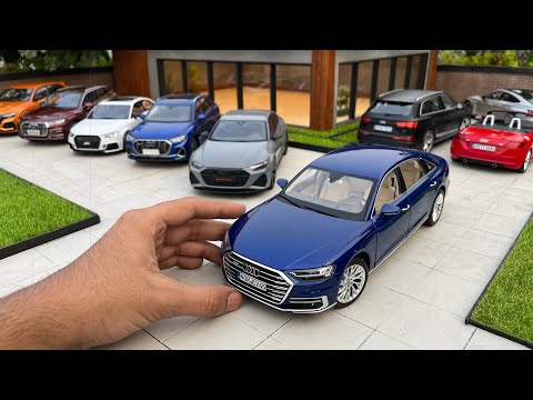 Parking Audi Cars 1:18 Scale Collection at Mini Garage | Real like Audi Diecast Model Cars