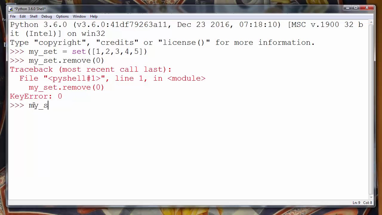 How to Remove an Element from a Set in Python programming language