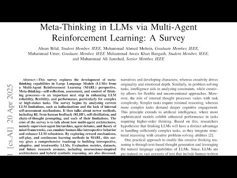 Meta-Thinking in LLMs via Multi-Agent Reinforcement Learning: A Survey