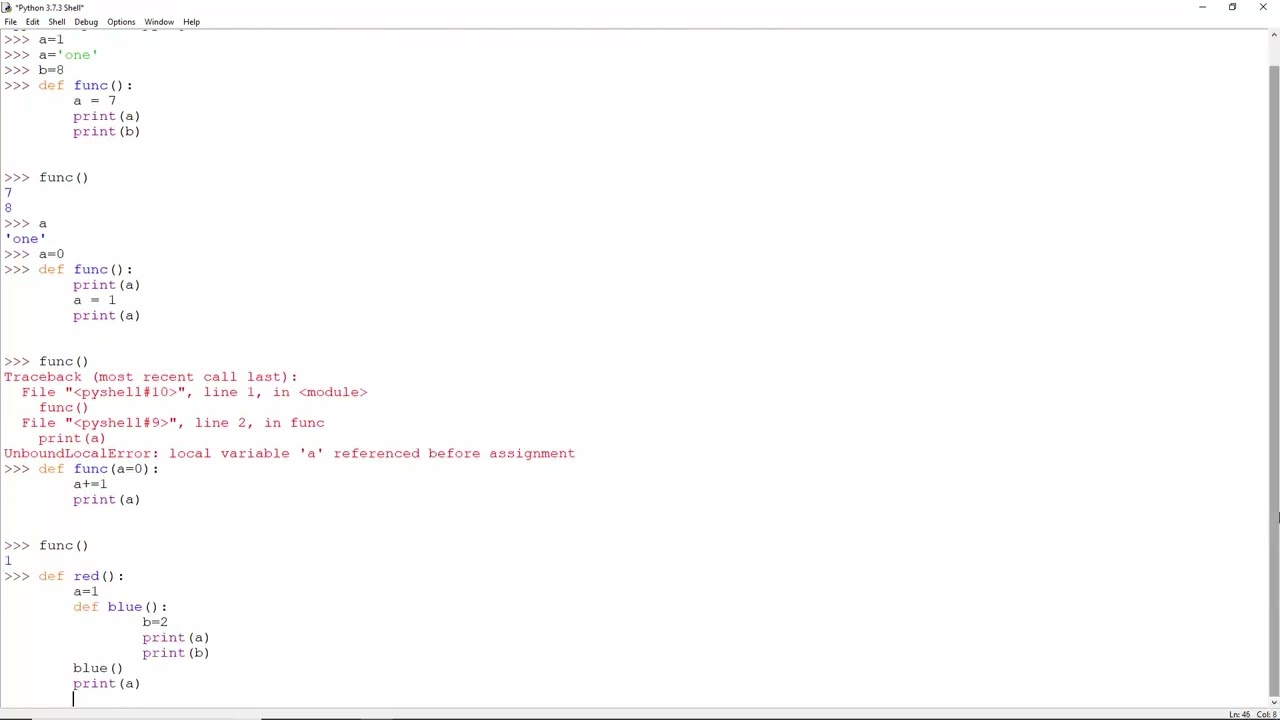 Python Namespace and Scope Practical