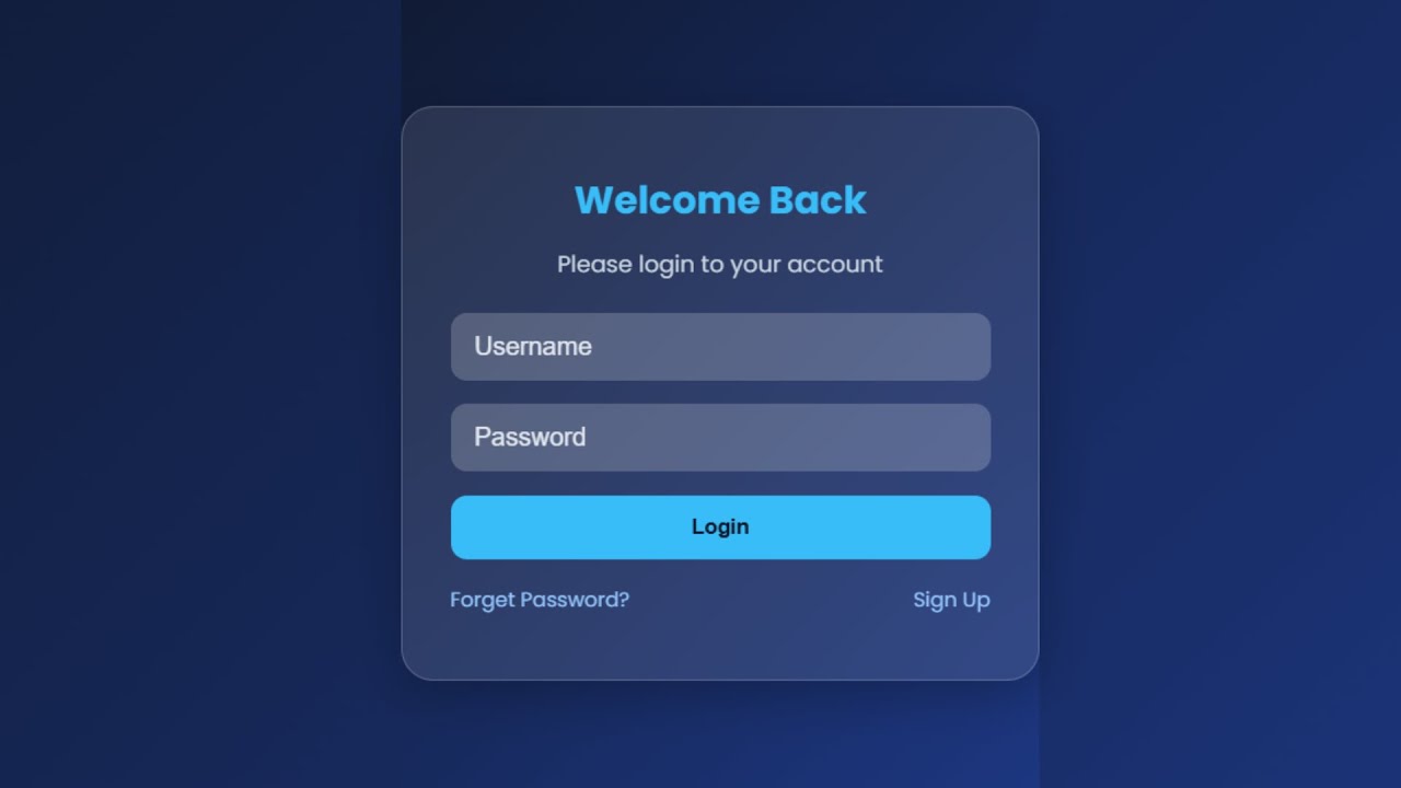 How to Create Responsive Glassmorphism Login Form Using HTML and CSS