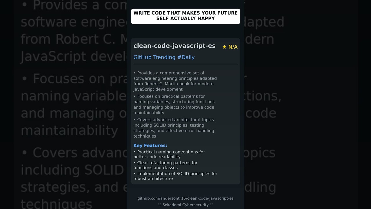 GitHub Trending Repositories: andersontr15/clean-code-javascript-es 🇬🇧