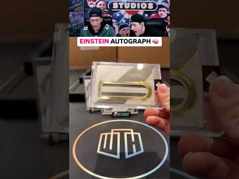 He found an ALBERT EINSTEIN AUTOGRAPH 1/1 trading card!!! 🧠😅