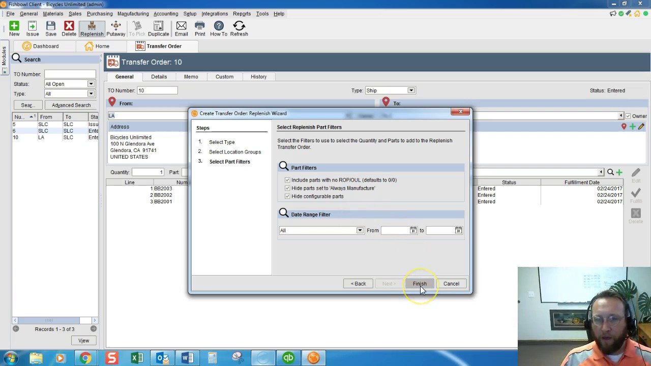 3 ways to Create a Transfer Order - Fishbowl Inventory Tutorial