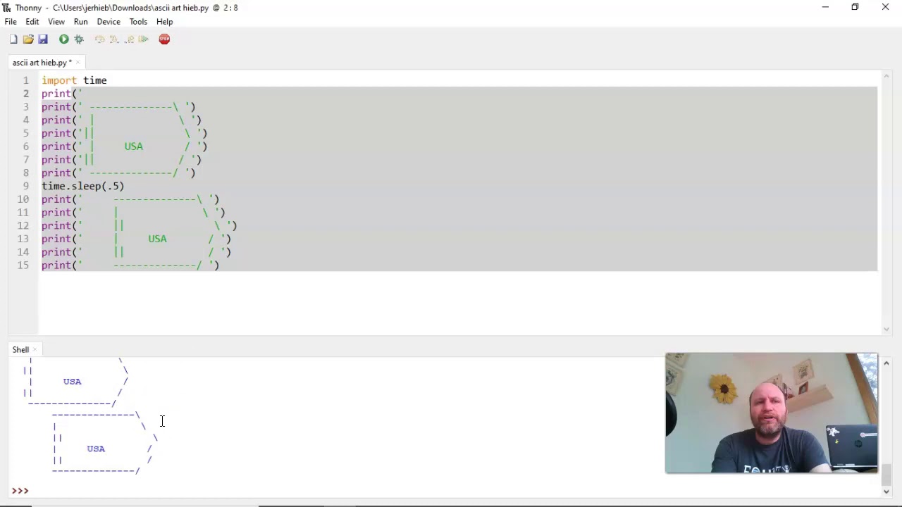 Animating Ascii Art Thonny Python