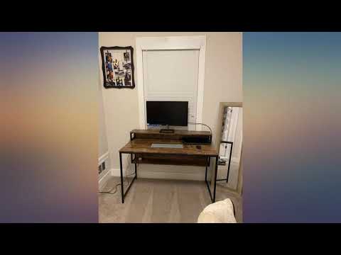 Cubiker Computer Home Office Desk, 47" Small Desk Table with Storage Shelf and review
